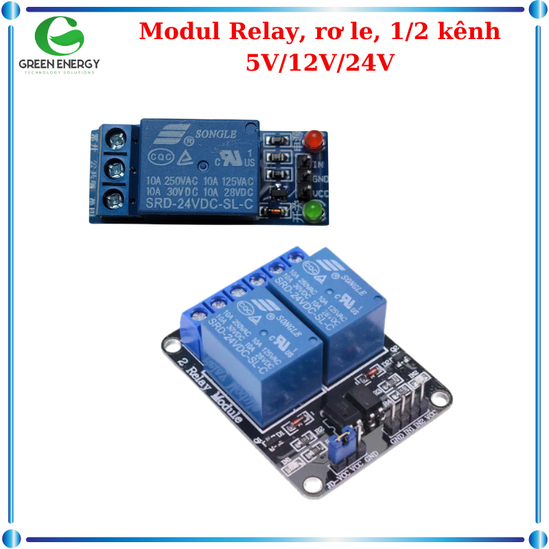 Modul Relay, rơ le, 1/2 kênh 5V/12V/24V có Opto cách ly | Shopee Việt Nam
