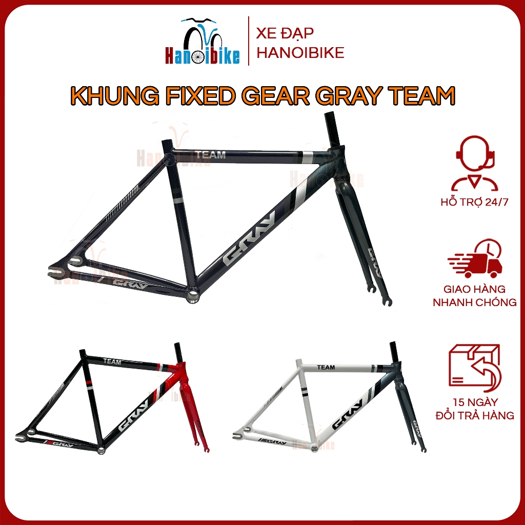 Khung xe đạp Fixed Gear Gray TEAM Càng Nhôm (kèm chén cổ) | Shopee Việt Nam