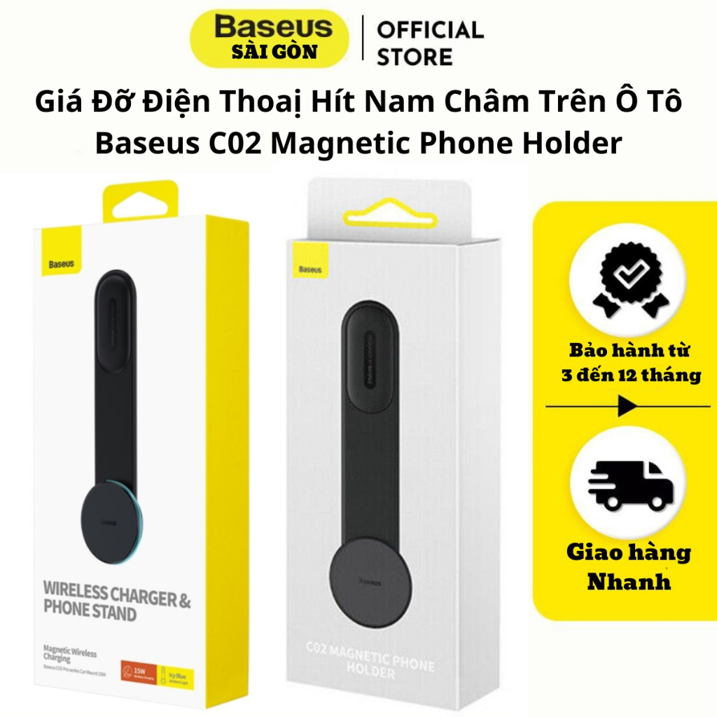 Giá đỡ điện thoaị Baseus C02 magnetic phone holder hít nam châm trên ô ...