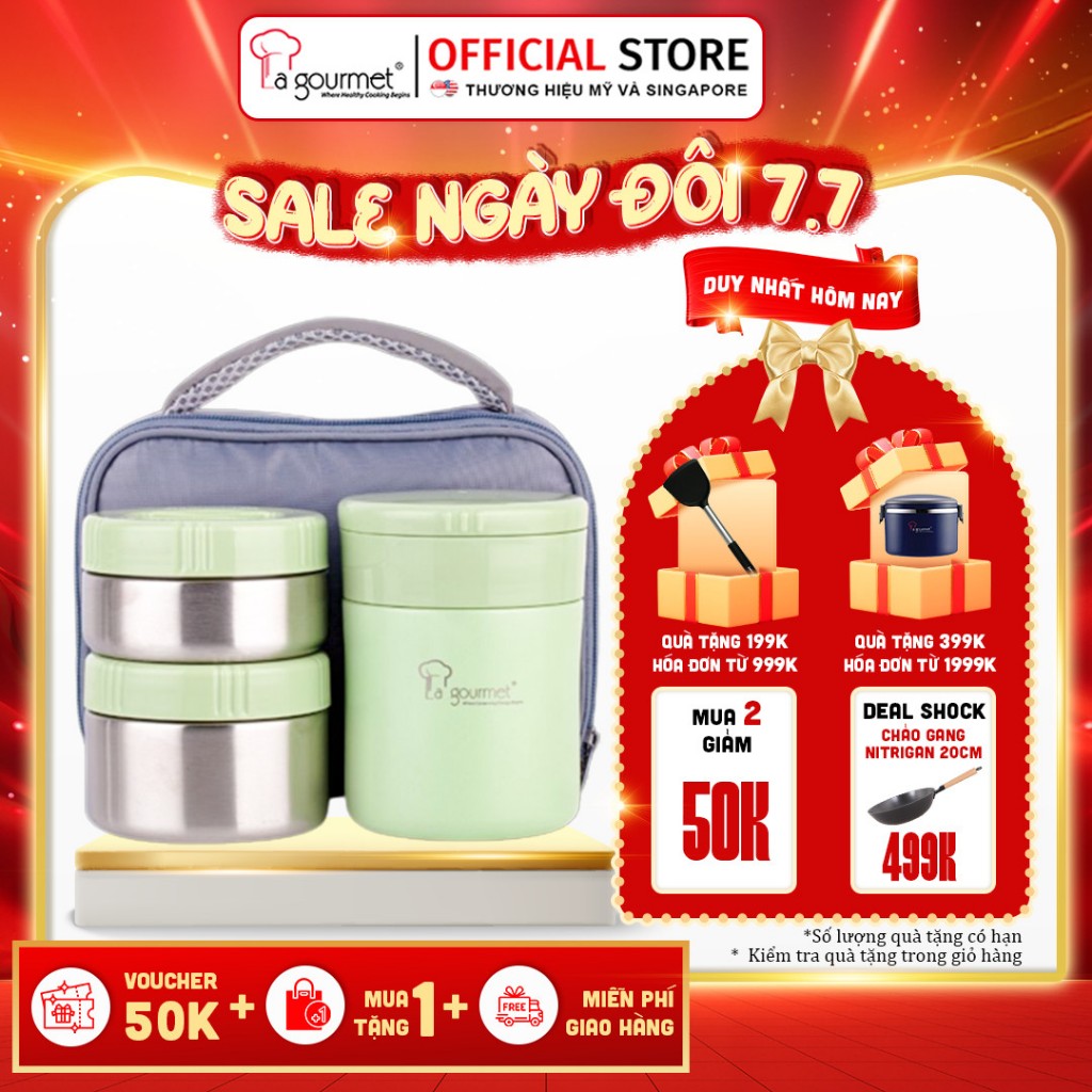 Bộ 3 hộp cơm giữ nhiệt có túi La gourmet Spring Collection 395870 ...
