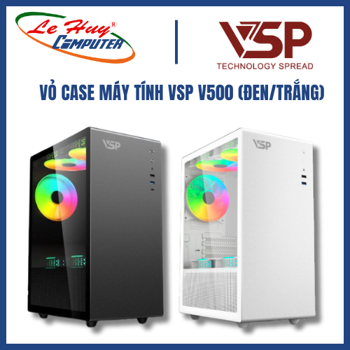VỎ CASE MÁY TÍNH VSP V500 (ĐEN/TRẮNG) | Shopee Việt Nam