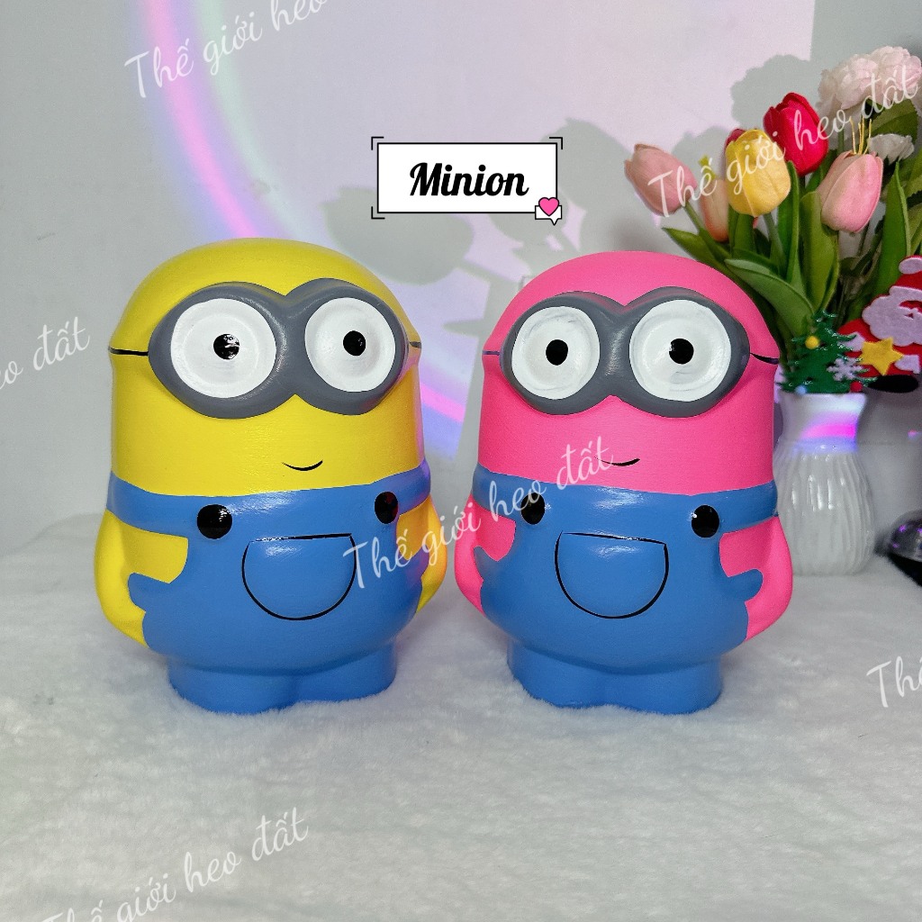 Heo đất tiết kiệm hình minion đẹp 2024, ống con lợn đất dễ thương size ...