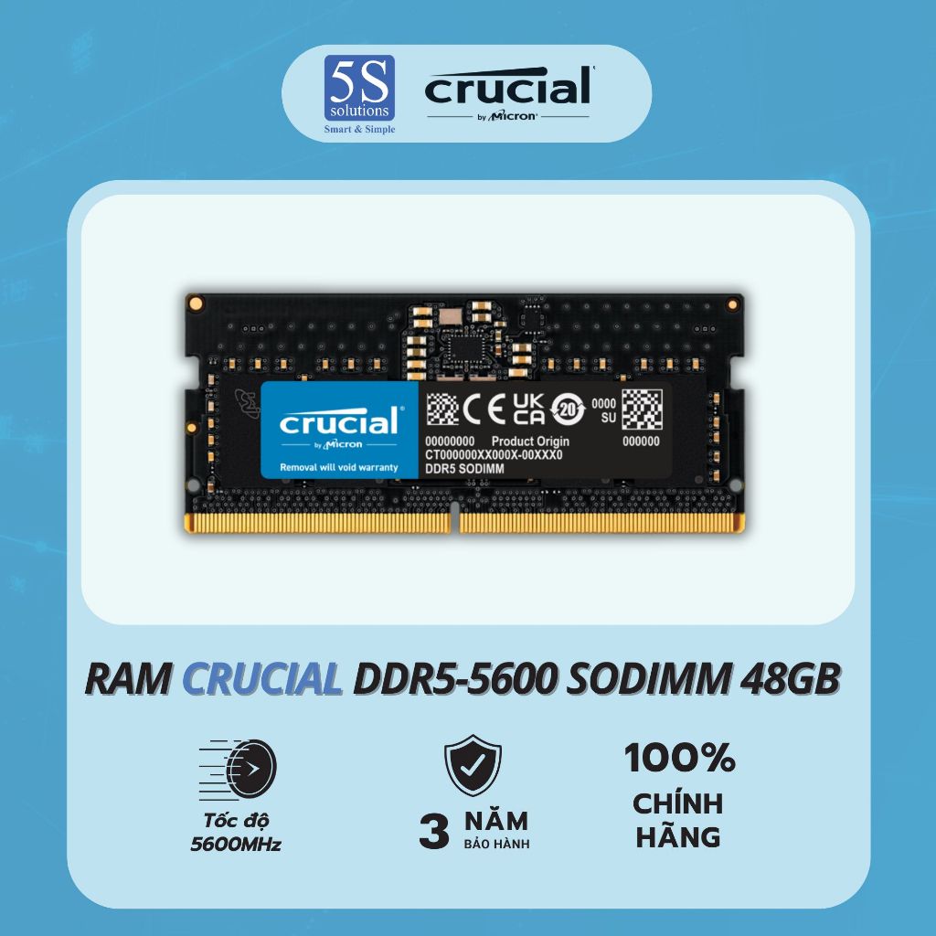 Ram Laptop Crucial DDR5 48GB Bus 5600 - CT48G56C46S5 - Hàng chính hãng ...