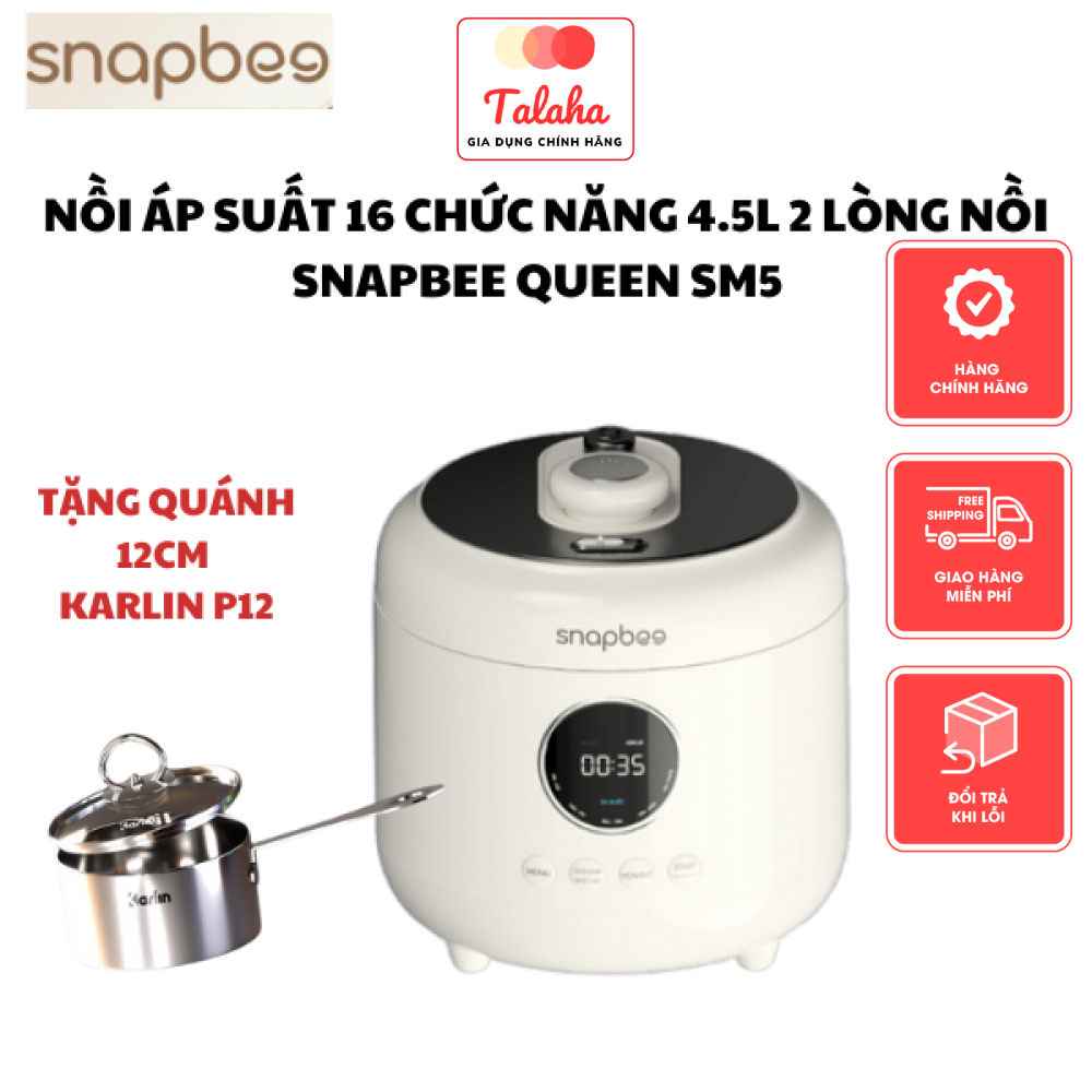 Nồi áp suất Snapbee Queen S45 dung tích 4.5L công suất 1000w 2 lòng nồi ...