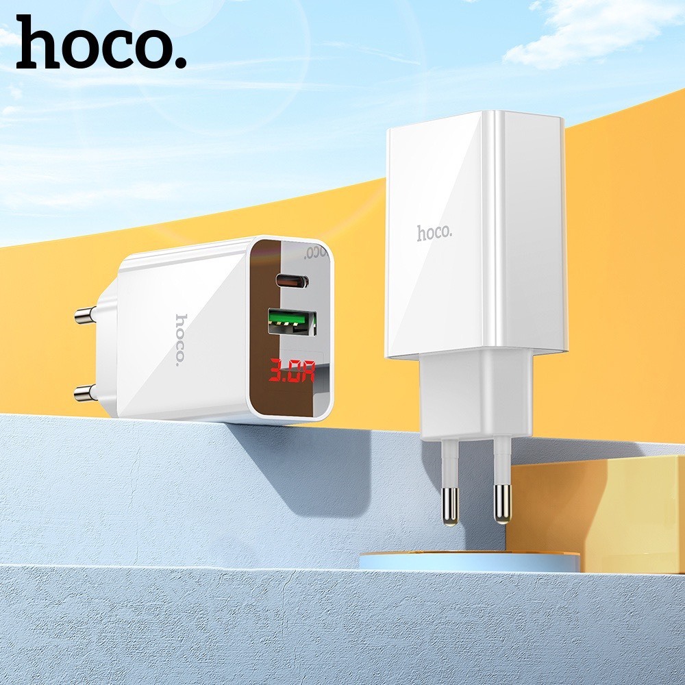 Củ sạc HOCO C100A hỗ trợ sạc nhanh PD 20W, có cổng TYPE-C + USB, chân ...