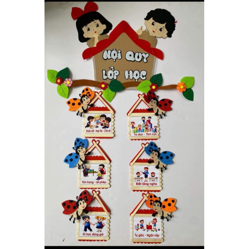 STEAM - Nội quy lớp học bằng que kem trang trí tranh góc mầm non ...
