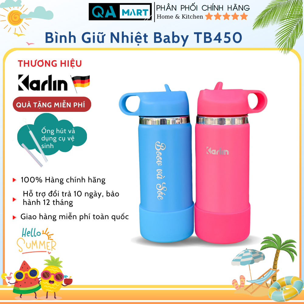 Bình giữ nhiệt Karlin TB450 giữ nhiệt đến 24 tiếng tặng kèm ống hút và dụng cụ vệ sinh | QA Mart ...