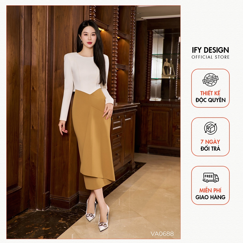Đầm Nữ Công Sở IFY DESIGN Dáng Body Ôm Sát Thun Tăm Vạt Sau Lưng VA0688 | Shopee Việt Nam