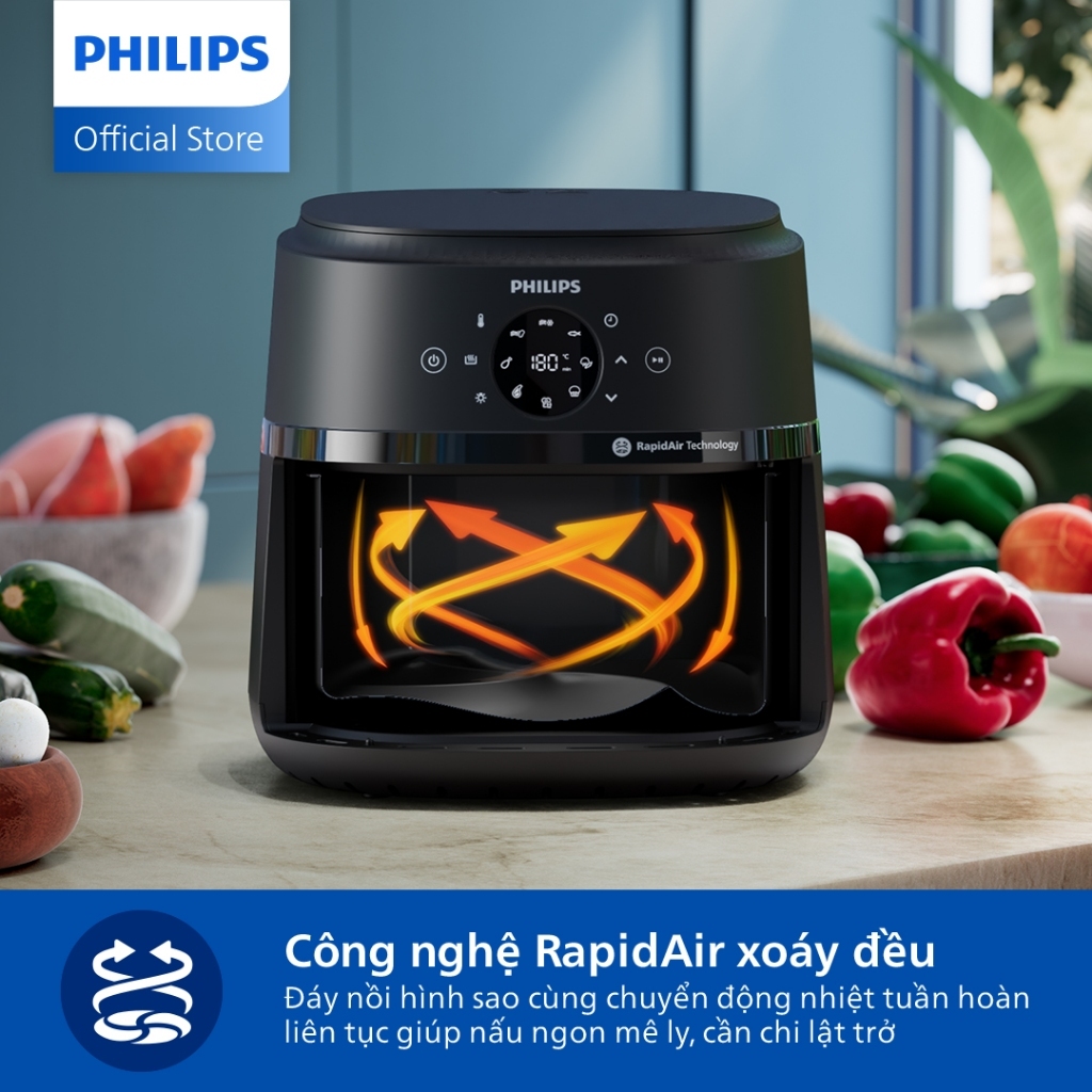 Nồi Chiên Không Dầu Điện Tử Philips NA220/00 4.2 lít |1500W| Cửa Sổ ...