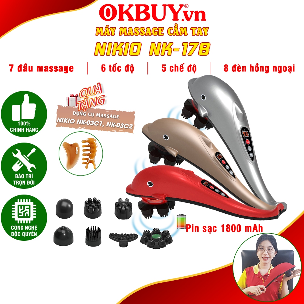 Máy massage cầm tay cá heo pin sạc 7 đầu Nikio NK-178 | OKbuy | Shopee Việt Nam