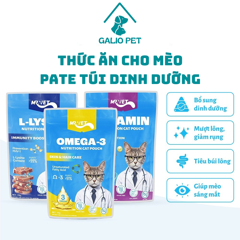 Pate cho Mèo mọi lứa tuổi Mr.Vet bổ sung dinh dưỡng, túi 70g | Shopee Việt Nam