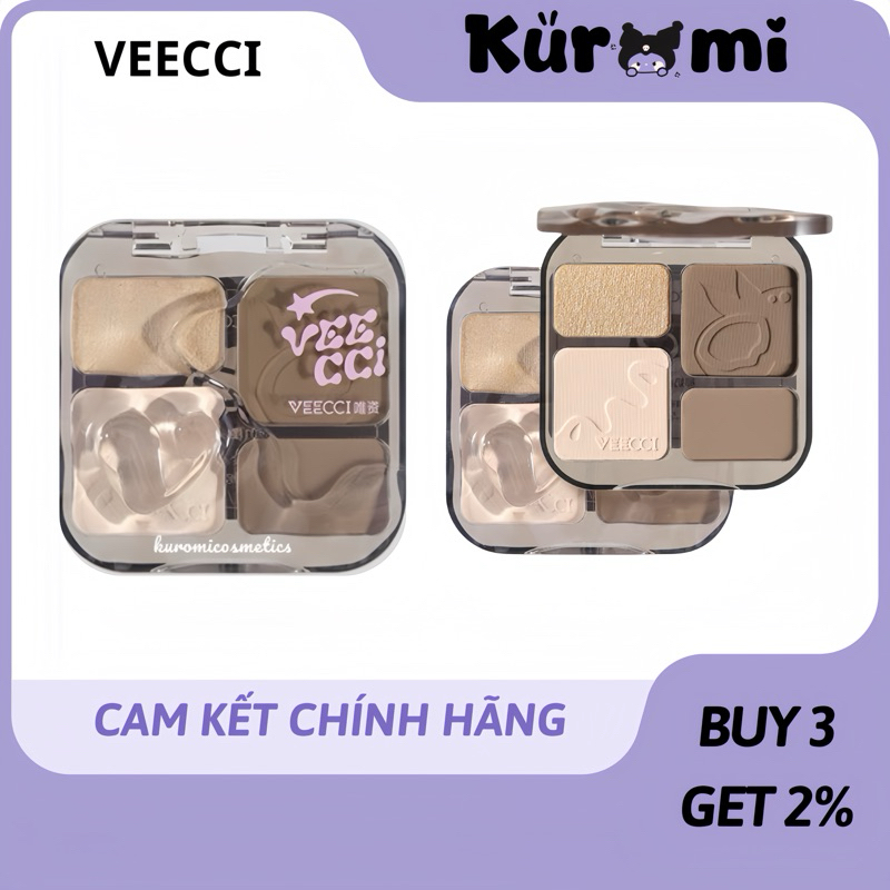 [VEECCI] Bảng Phấn Tạo Khối Veecci 4 ô Bắt Sáng Highlight khối veecci ...