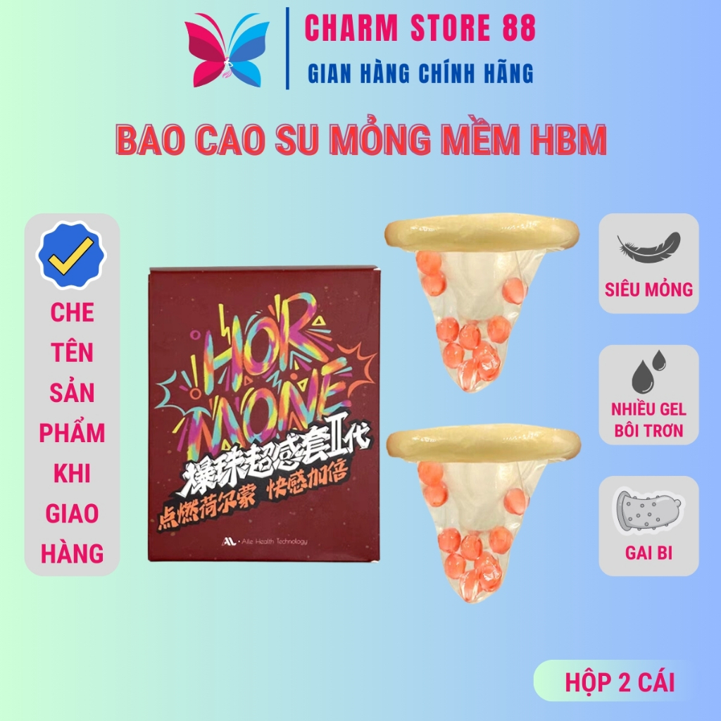 [Hộp 2 Bao] Bao Cao su bi mỏng mềm HBM tăng kích thích khoái cảm thế hệ ...