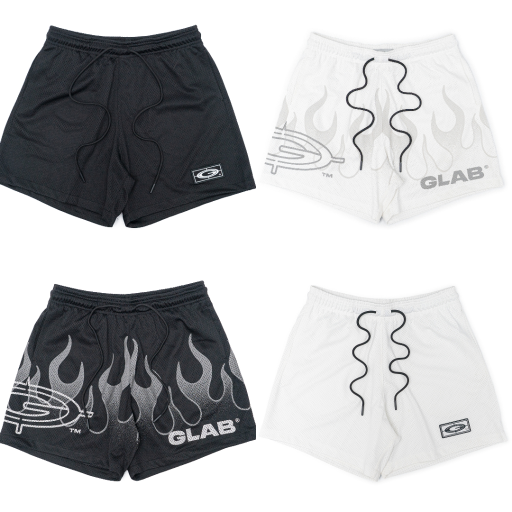 GLAB EMB LOGO MESH SHORTS FLAME/ WHITE/ BLACK | Shopee Việt Nam