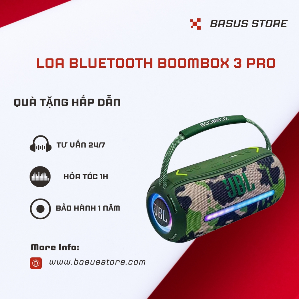 Loa Bluetooth Boombox 3 Pro, Chống Nước,Bluetooth 5.1, Bass Mạnh,Âm ...