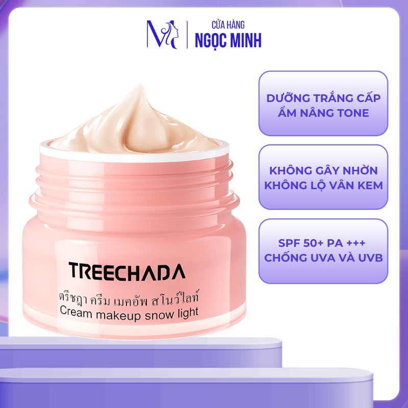 Kem lười makeup treechada cấp ẩm nâng tone da trắng hồng tự nhiên chống ...