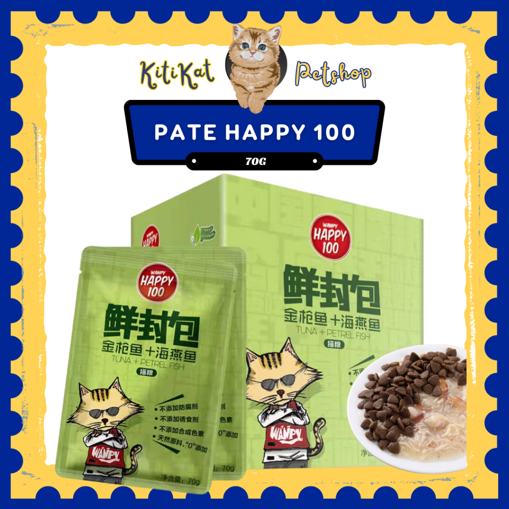 Pate cho mèo Wanpy Happy 100 gói 70gram, Pate Happy 100 cho mèo bổ sung ...