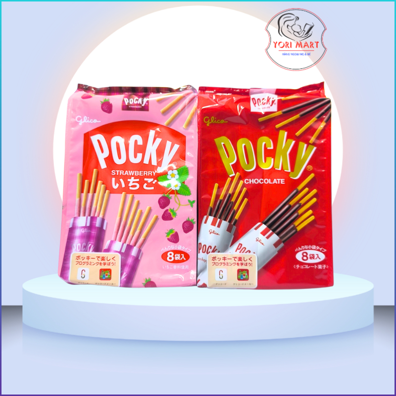 [Hỏa Tốc HN] Bánh que Nhật Bản Pocky Glico hai vị socola và dâu tây (13.6g x 8 gói nhỏ) | Shopee ...