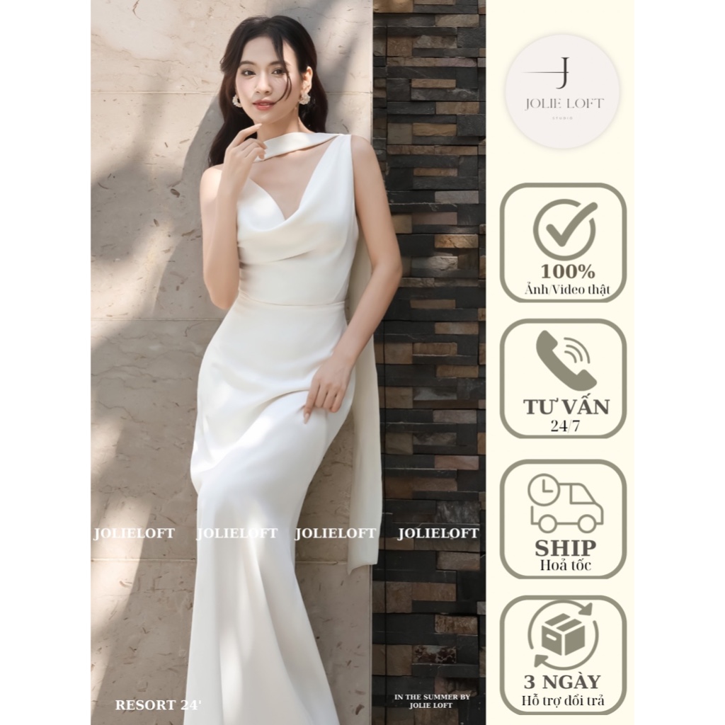 Váy nữ dự tiệc du lịch thiết kế Silk Dress JOLIE LOFT, đầm dáng dài ...