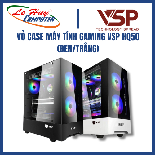 VỎ CASE MÁY TÍNH GAMING VSP HQ50 (ĐEN/TRẮNG) + Kèm 3 Fan | Shopee Việt Nam