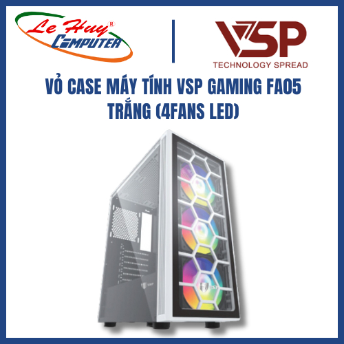 VỎ CASE MÁY TÍNH VSP GAMING FA05 TRẮNG (4FANS LED) | Shopee Việt Nam