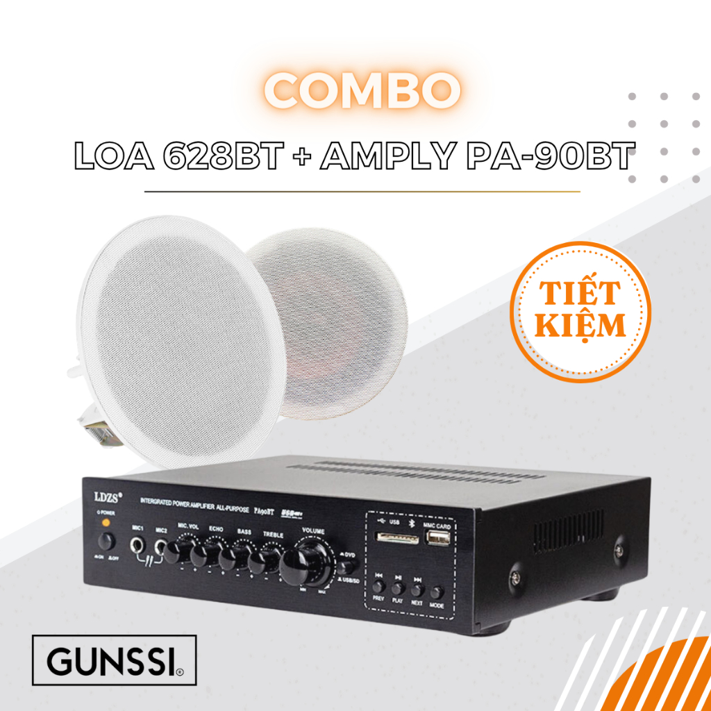 [Combo] Loa âm trần GUNSSI 628BT và Amply mini PA-90BT chuyên dùng cho loa âm trần và loa treo ...