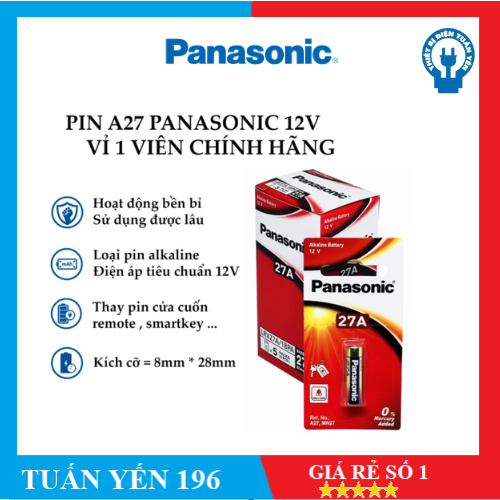 Pin A27 Panasonic 12V Chính Hãng Thay Pin Cửa Cuốn Vĩ 1 Viên - Hàng ...