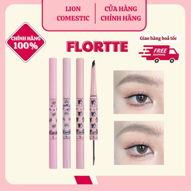 [FLORTTE] Chì Kẻ Mày Mascara 2 Đầu Flortte Meow Chống Nước Lâu Trôi ...