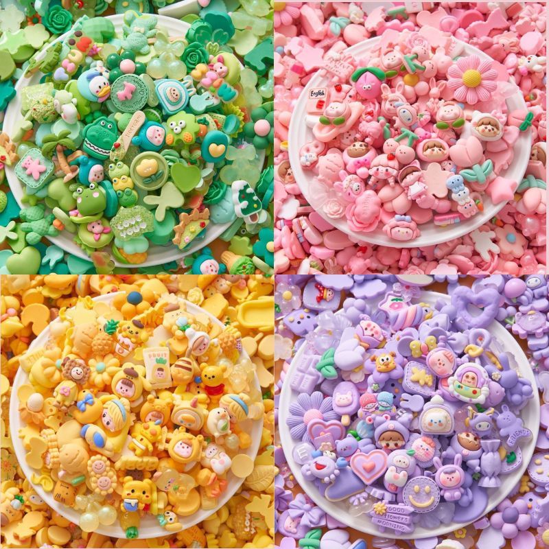 Combo 100 charm slime, charm gắn dép, trang trí tiểu cảnh, trang trí ốp ...