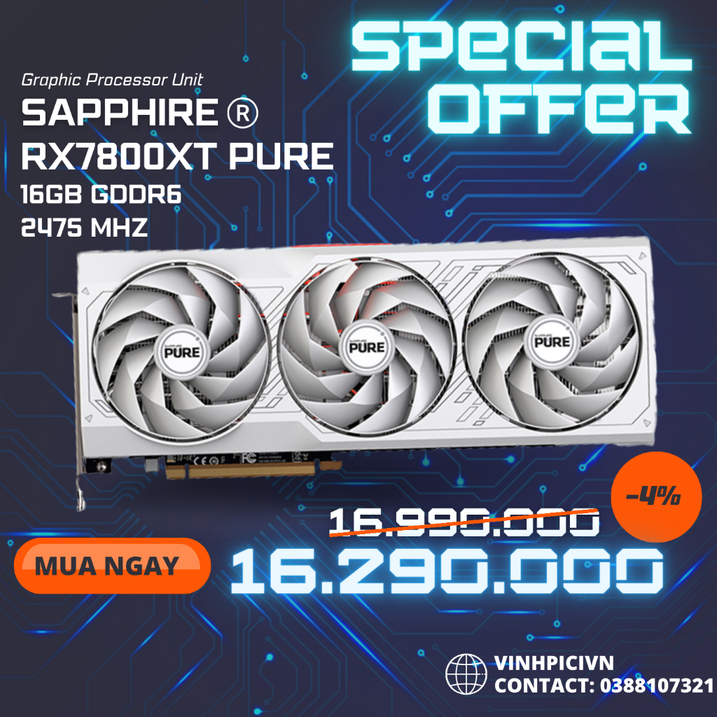 Card màn hình SAPPHIRE RX 7800XT PURE [NEW] | Shopee Việt Nam