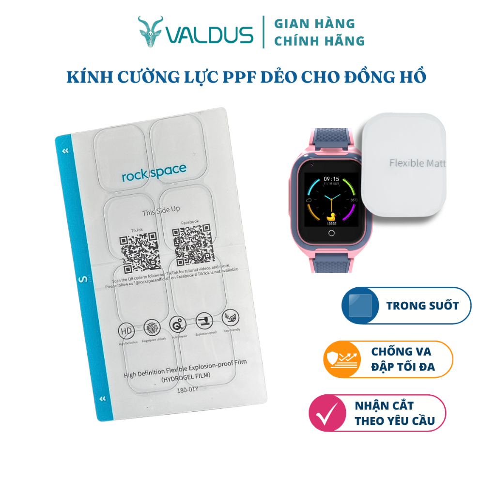 Kính cường lực màn hình PPF dẻo Valdus cho đồng hồ VK36 VK26 VT30 VT36 ...