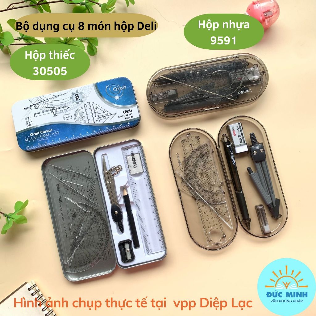 Bộ compa 8 món Deli chất lượng cao 30505/9591compa chì kim compa chì ...
