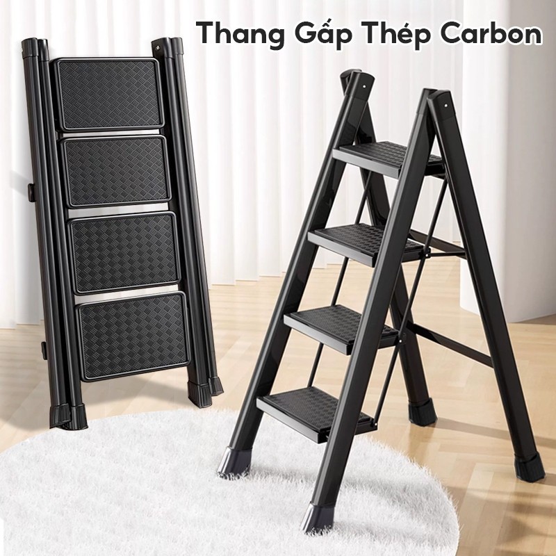 Thang gấp gọn 3-4-5 bậc tải trọng 200kg, thang chữ A Thép chắc chắn ...