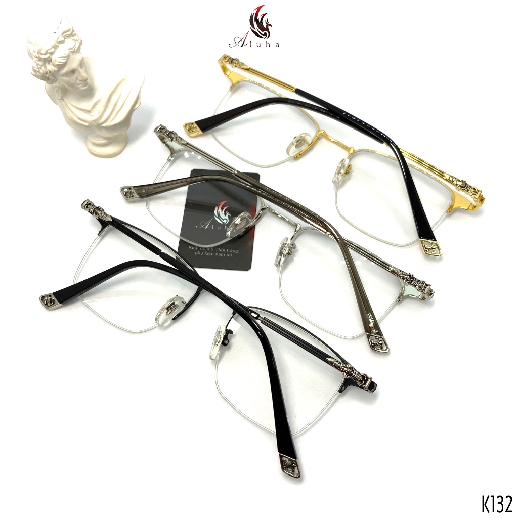 [MỚI] Gọng kính Titan tinh khiết Chrome Heart, họa tiết Dagger, hoa Iris tinh xảo, dáng ...
