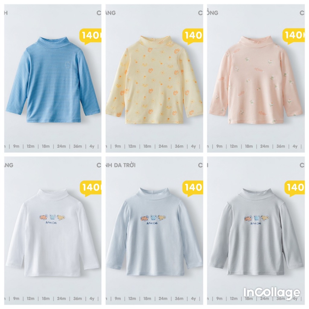 CHAANG áo giữ nhiệt chaang cổ lọ chất cotton dài tay thu đông cho bé ...