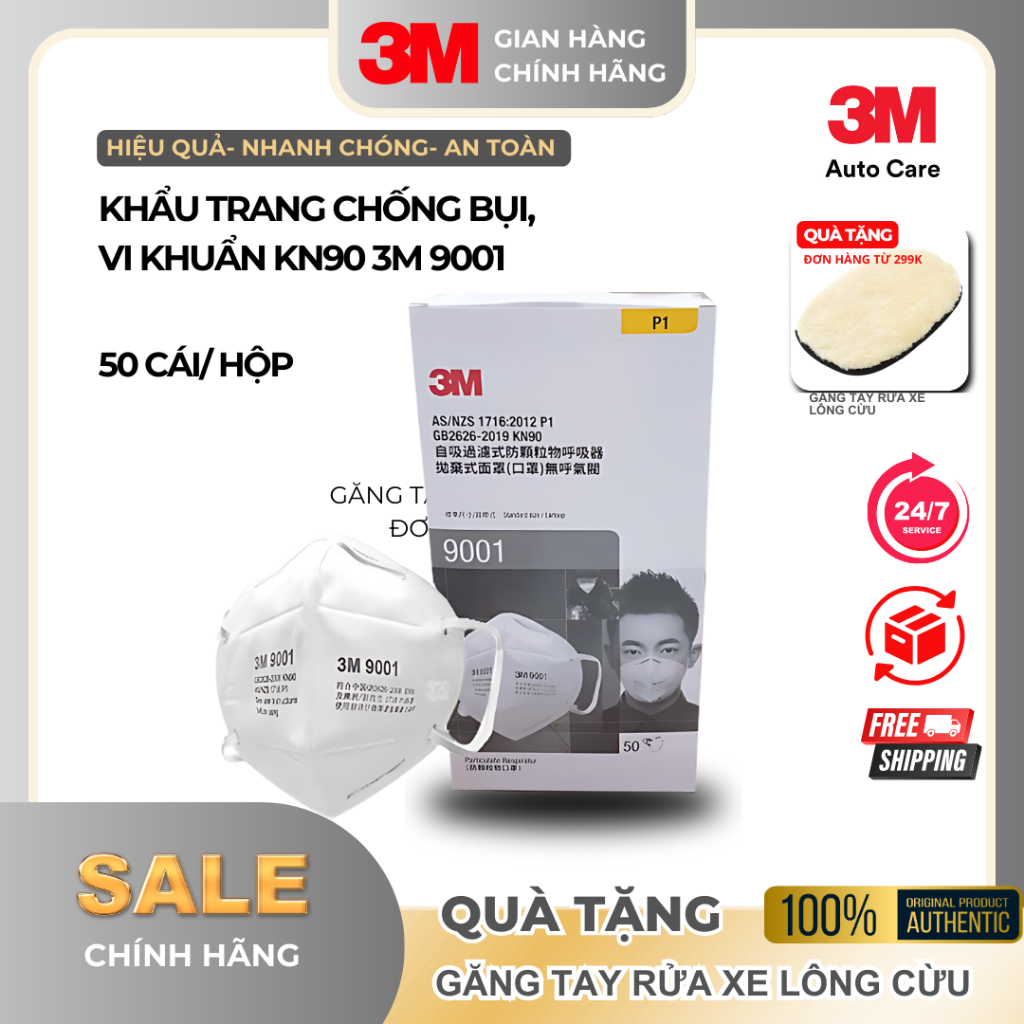 Khẩu Trang 3M™ 9001 Lọc 90% Bụi Mịn PM2.5 & Khí Thải Chuẩn N90 | Shopee ...