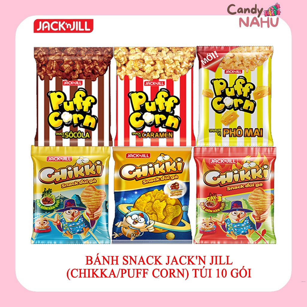 Bánh snack Jack'n Jill (Chikki/Puff Corn) túi 10 gói | Shopee Việt Nam