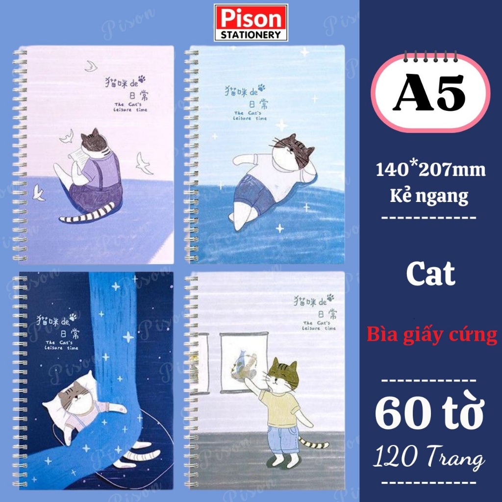 Sổ lò xo basic A6 A5 B5 A4 160 trang kẻ caro kẻ ngang vở tập bullet ...