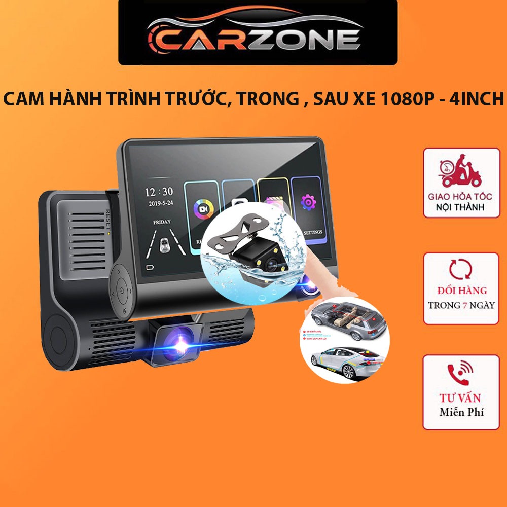 Camera Hành Trình Ô Tô 3 Mắt DVR 4 inch cảm ứng fullHD 1080p - Camera ...