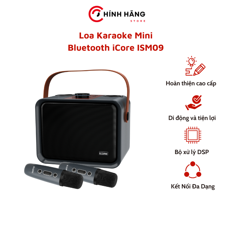 Bộ Loa Karaoke Bluetooth iCore ISM09 Kèm 02 Micro - CHÍNH HÃNG STORE | Shopee Việt Nam