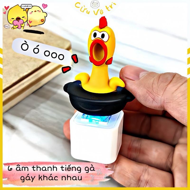 Móc Khóa Gà Gáy ò ó Oooo Xả Stress Có âm Thanh Và đèn Led Nút Trang