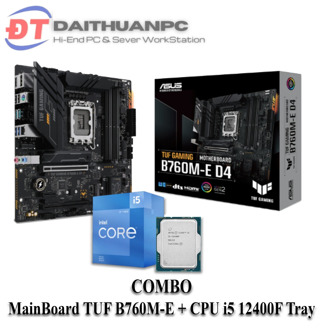 Combo MainBoard ASUS TUF B760M-E + CPU Intel Core i5 12400F Tray ...