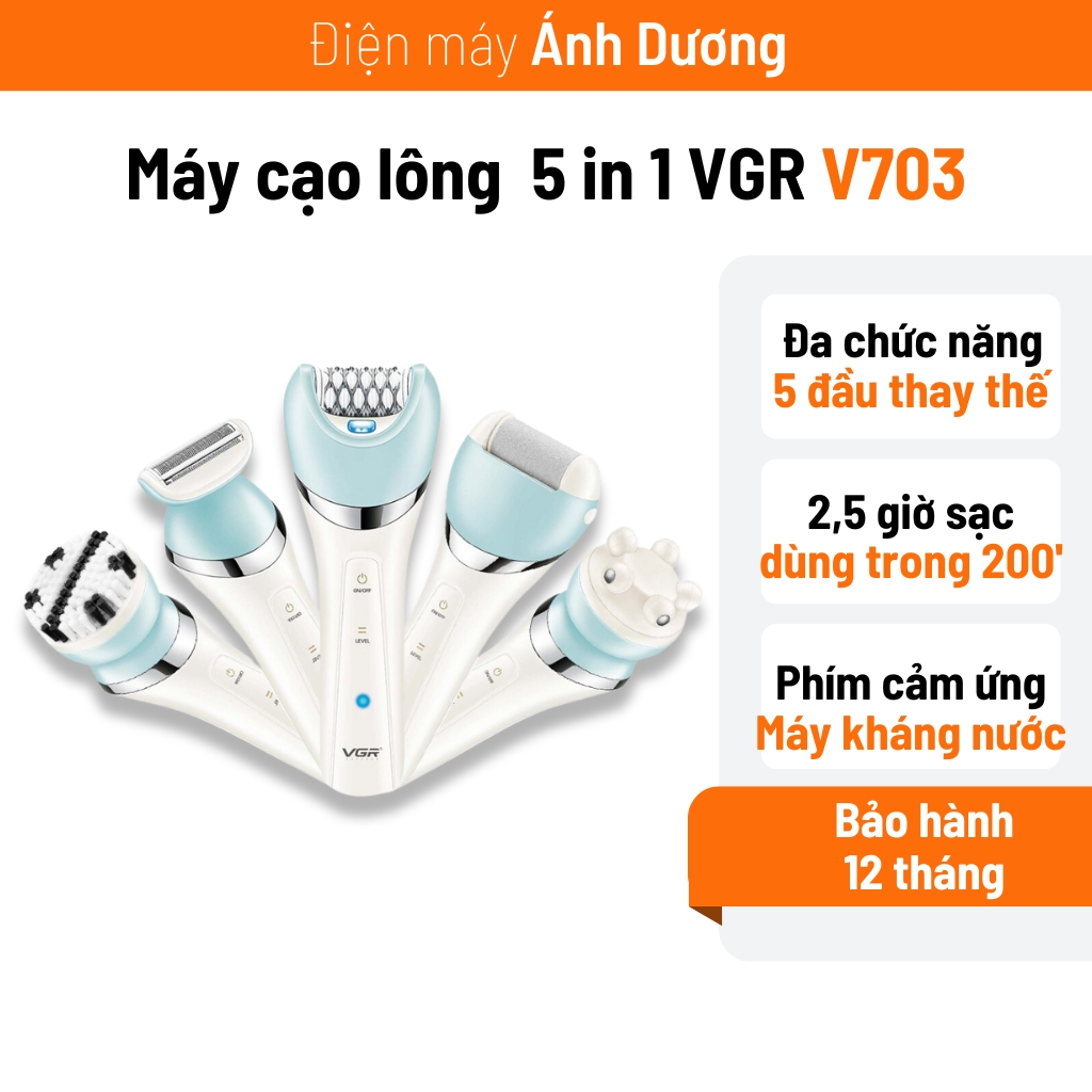 Máy Cạo Lông Vùng Kín VGR 5 Chức Năng Làm Sạch Da, Massage Mặt, Nhổ Lông, Cạo Lông Tay Chân ...