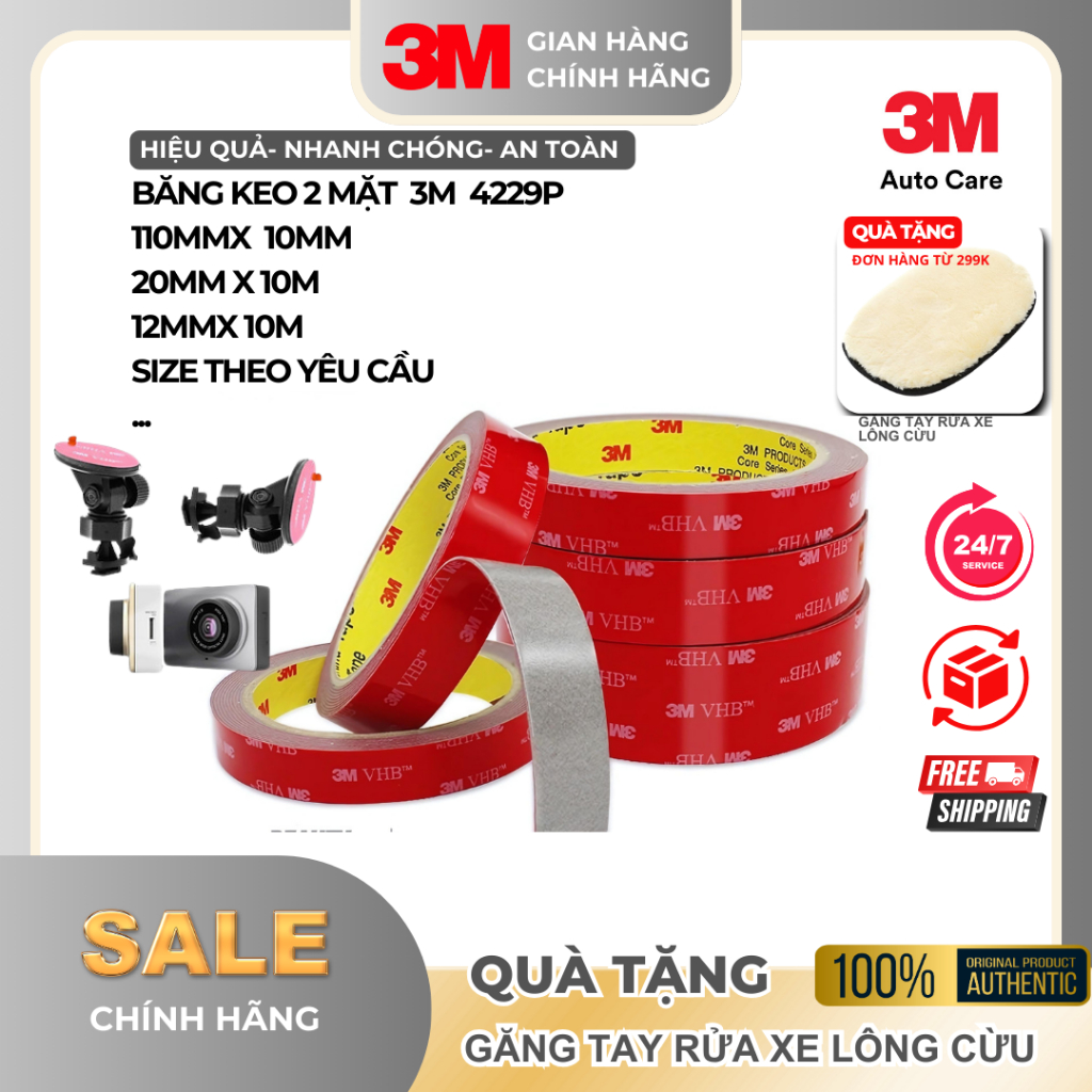Băng Keo cường lực 2 mặt 3M™ Acrylic Foam Tape 4229P- Độ bám dính cao ...