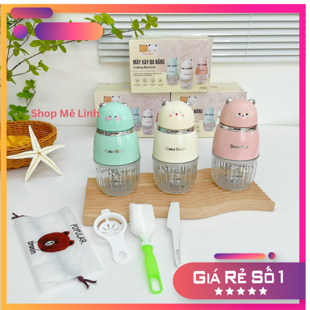 (Mẫu mới) Máy xay Coco Bear MÈO mimi 8 lưỡi dao xay đồ ăn dặm cho bé ...