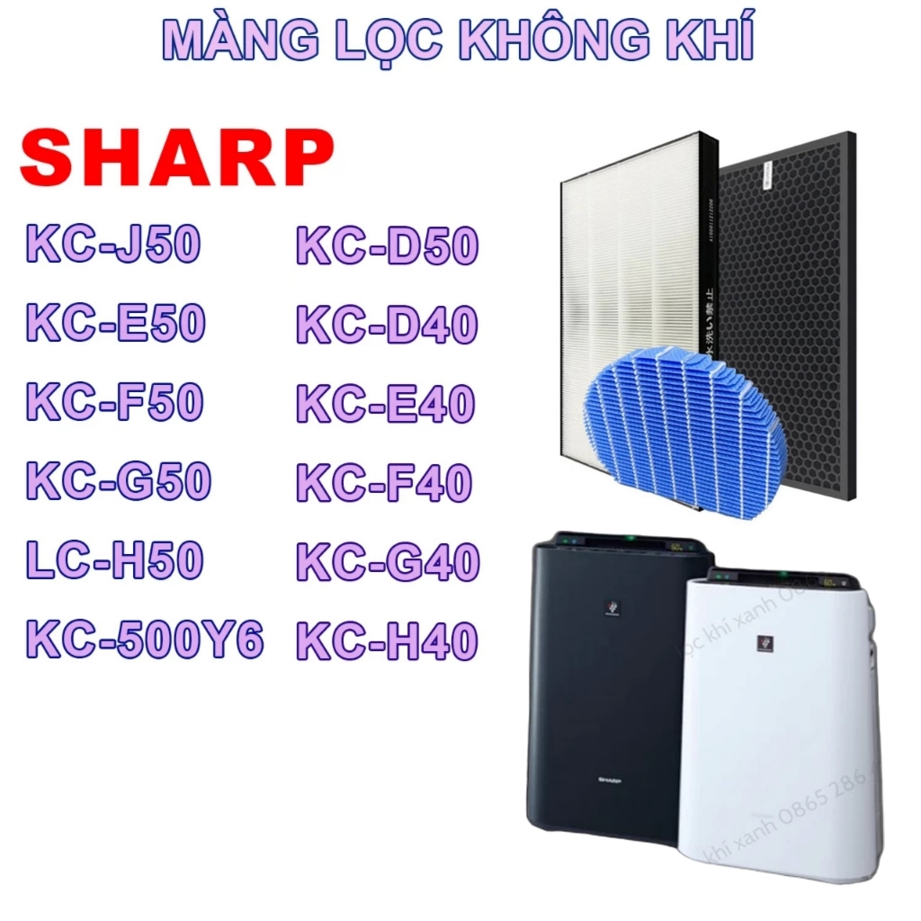 Màng lọc không khí sharp KC-J50 E50 F50 G50 D50 D40 E40 F40 G40 J40 HEPA, bù ẩm, than hoạt tính ...