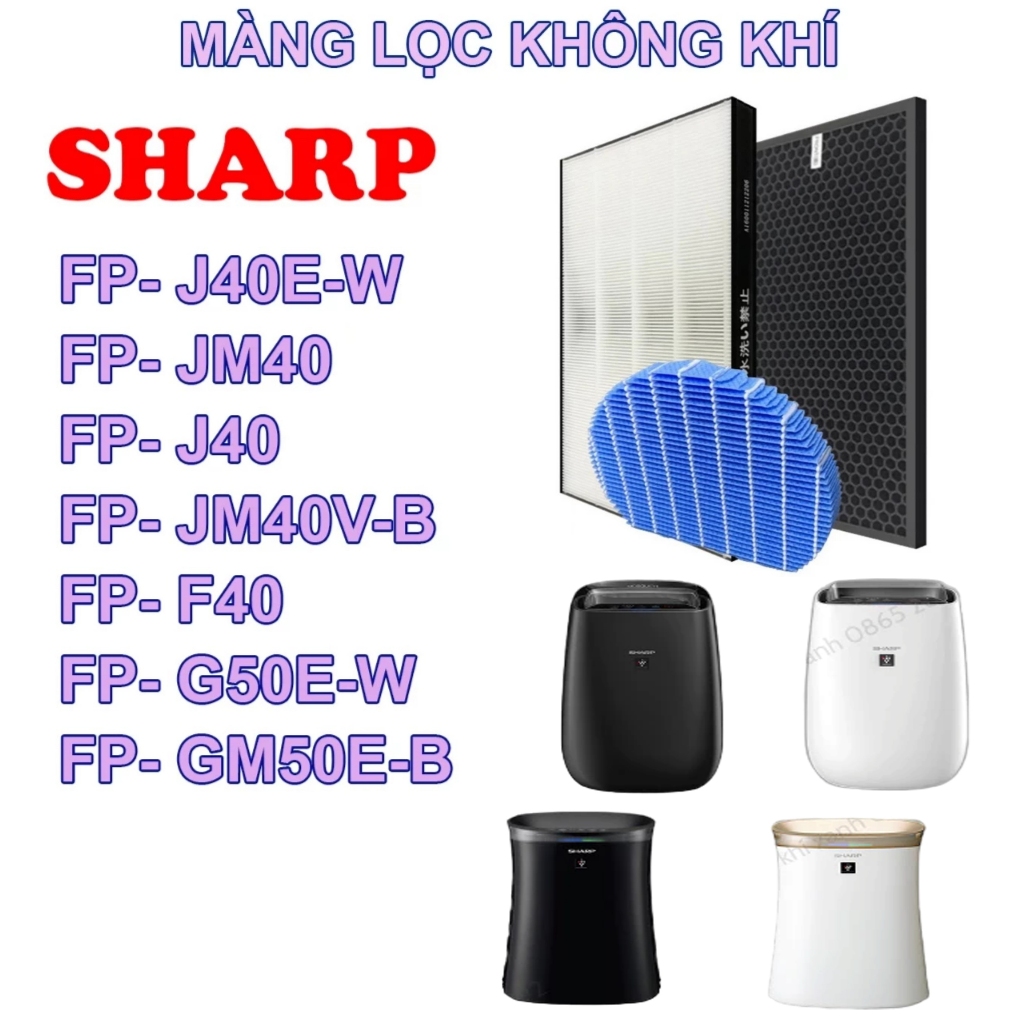Màng lọc không khí Sharp FP-J40, FP-J40E-W,FP-JM40, FP-JM40V-B, FP-F40 ...