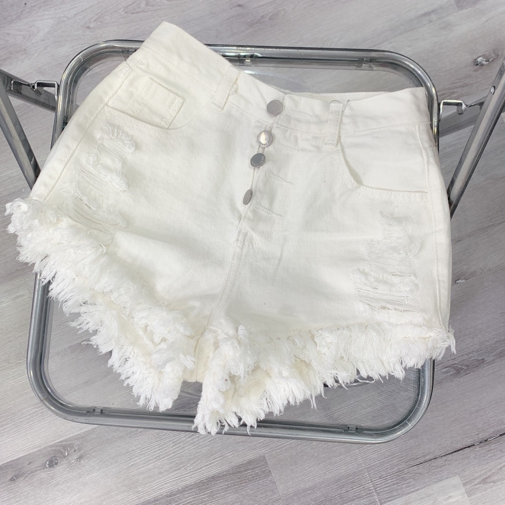 nhatran - Quần đùi short jean nữ tua lai 4 cúc rách xước chất Denim ...