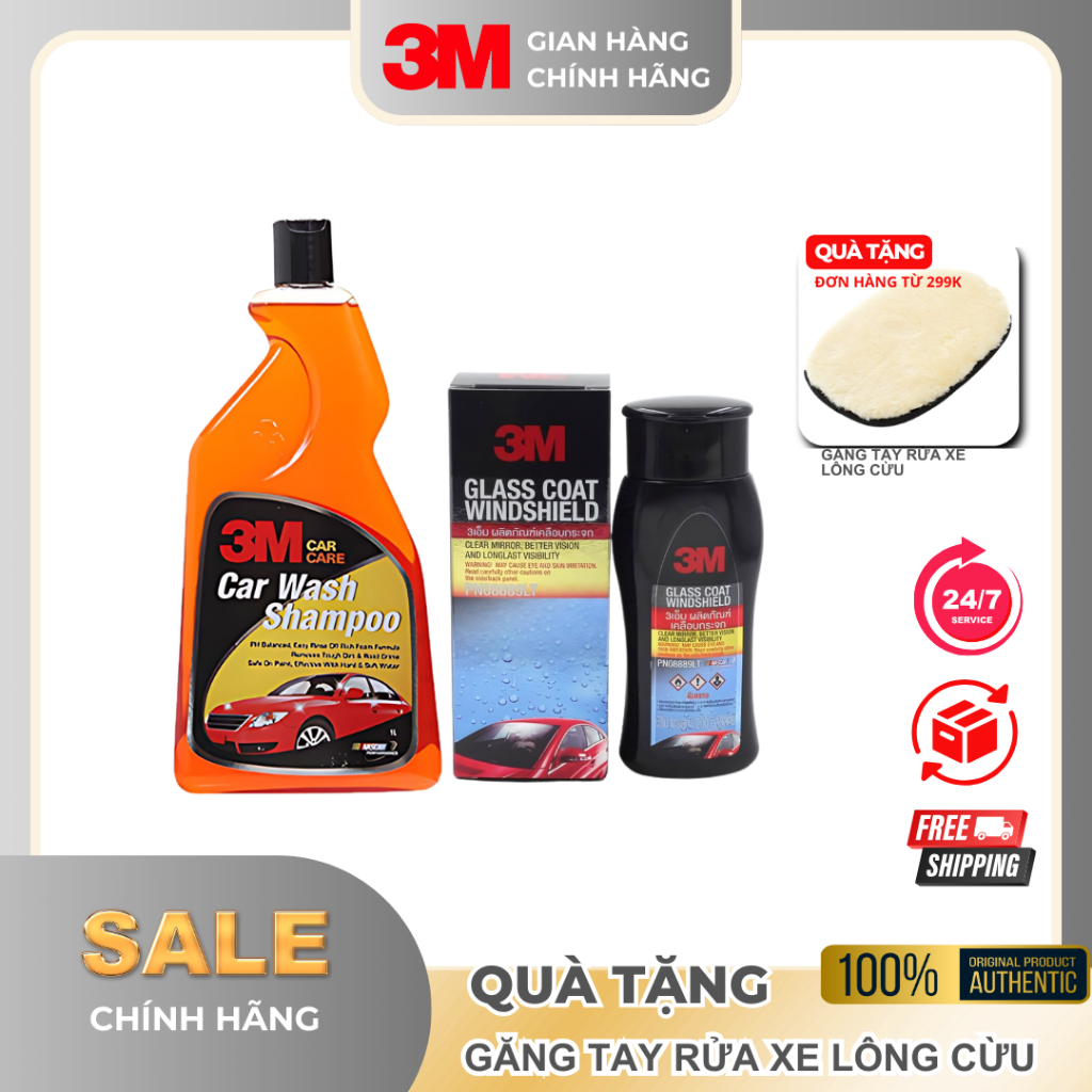 [ Tặng găng tay lông cừu]Combo Dung Dịch Chống Bám Nước Kính Xe 3M ...