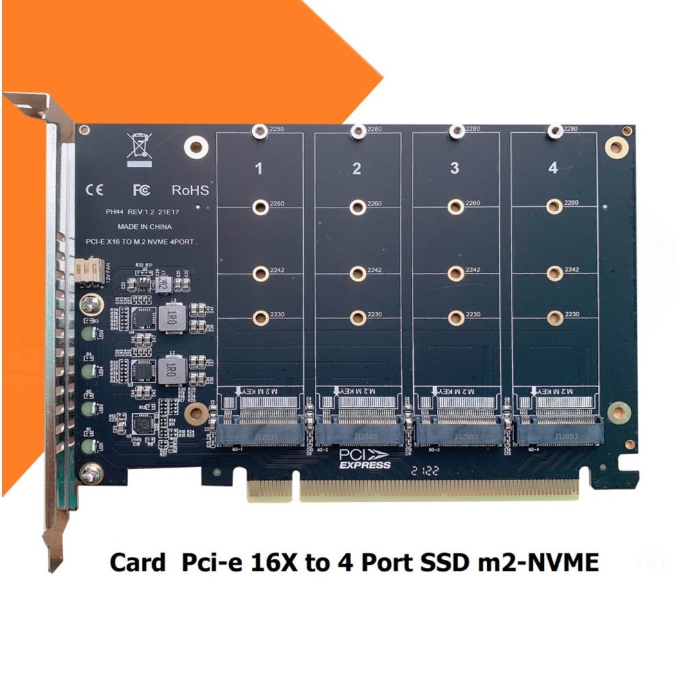 Card mở rộng PCI Express sang 4 cổng SSD M2 NMVE | Card Pci express 16X to 4 Port Ssd M2 Pcie ...